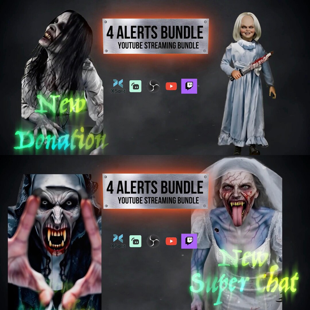 Horror Animated Stream Alerts – Scary Stream Overlays (webm, MOV Bundle ...