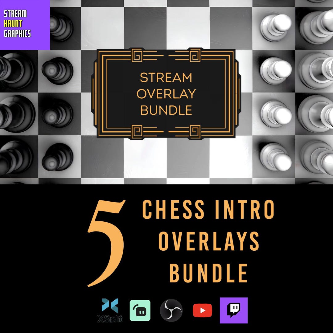 Cinematic Chess Stream Overlay Pack With Art Deco Titles | MP4 Loop ...