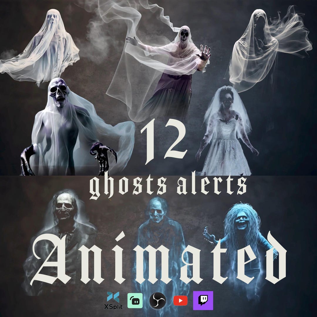 12 Ghost Alert Animations: Paranormal Stream Overlays (WEBM & Prores ...