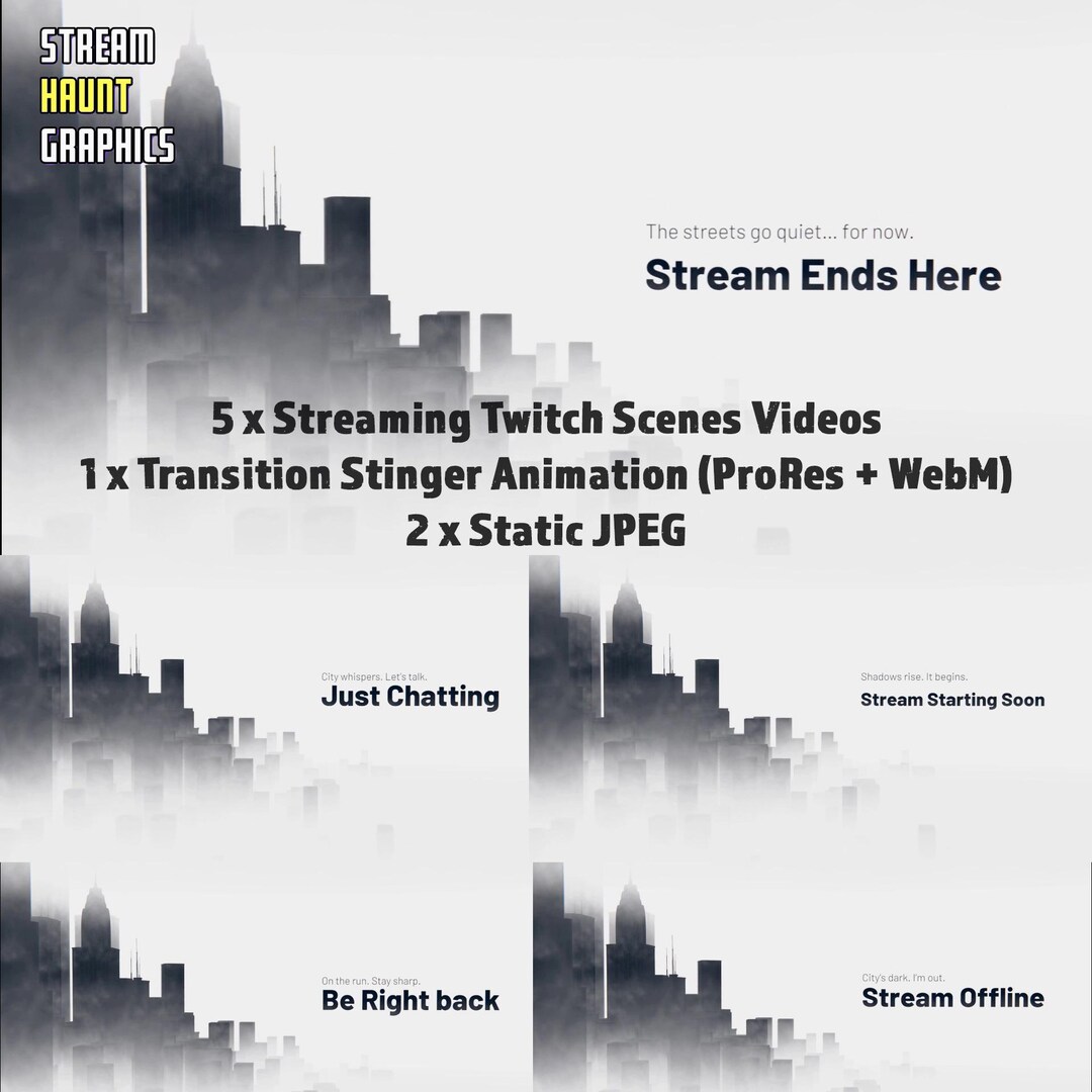 14 Files Bundle Dark City in the Clouds Stream Package – Animated ...