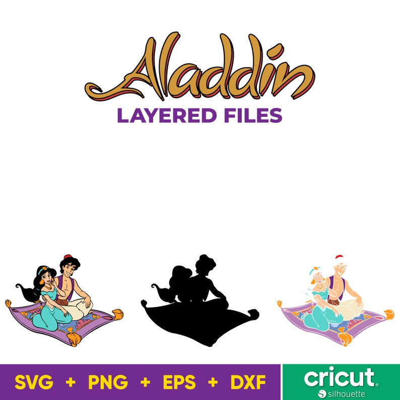 Paquete SVG de Aladdin, archivos Princess Jasmine Svg & Png para Cricut ...