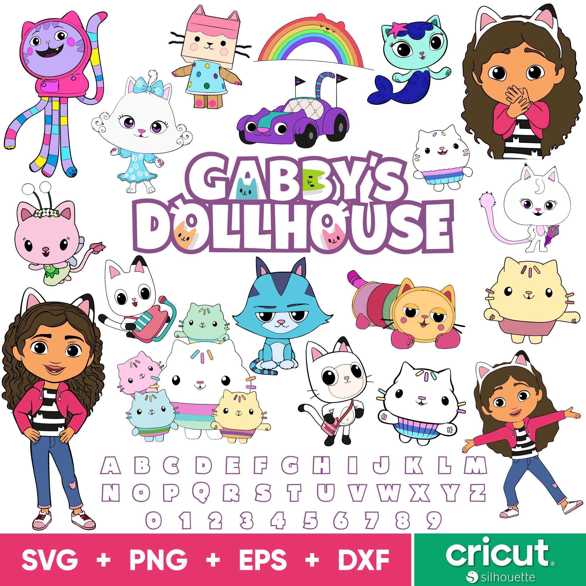 Gabbys Dollhouse Mega SVG Bundle: Gabby Schriftdateien, Clipart für ...