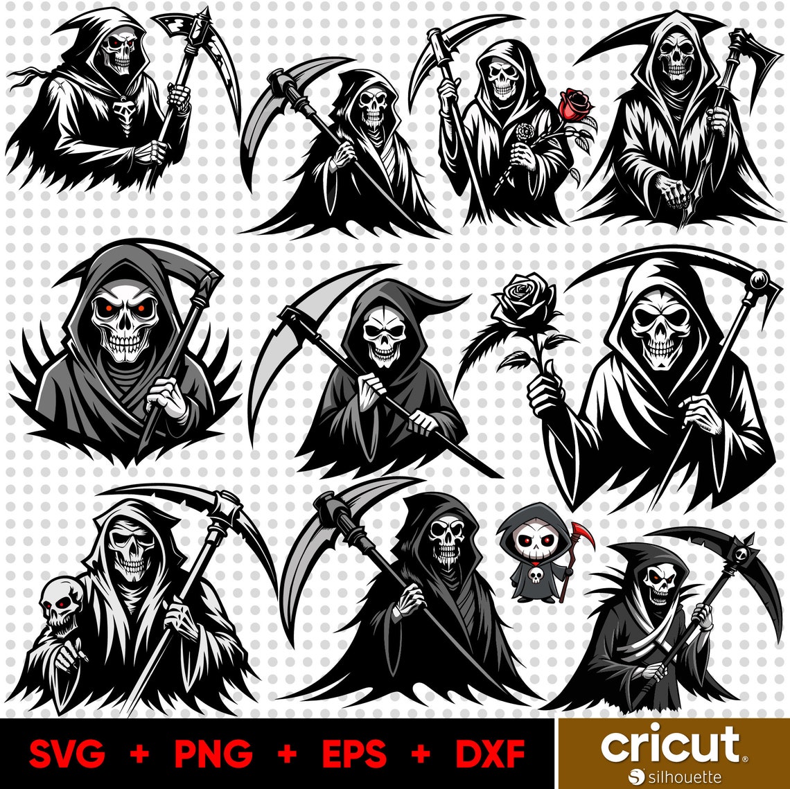 Grim Reaper SVG Bundle, Skeleton & Death Svg Files for Cricut, Grim ...