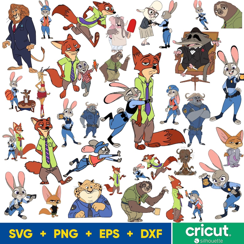 Zootopia SVG Bundle: Cricut & Silhouette Cut Files (digital Download ...