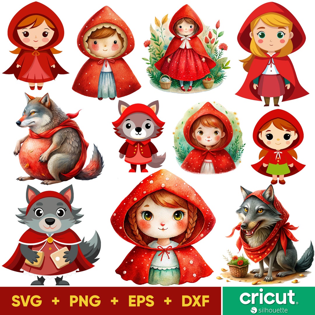 Little Red Riding Hood Clipart Bundle, Little Red Riding Hood Svg & Png ...