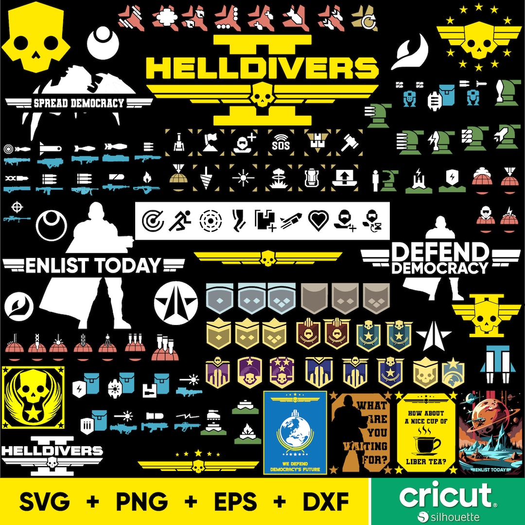 Helldivers 2 Ultimate SVG Bundle, Helldivers II Svg & Png Files for Cricut and Silhouette, Liber ...
