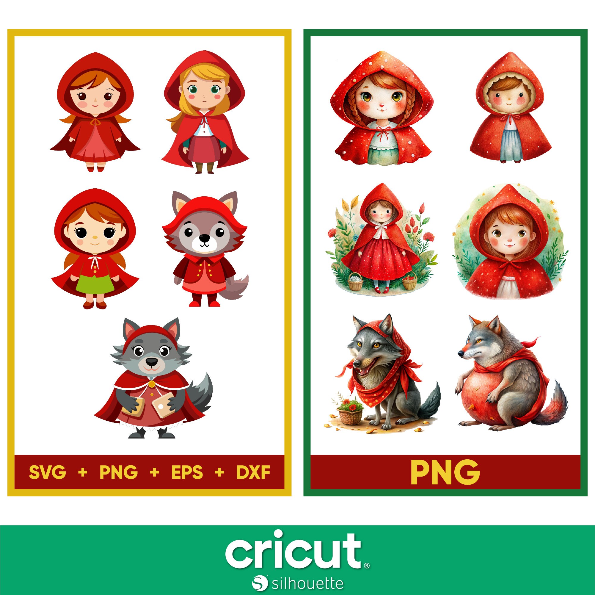 Little Red Riding Hood Clipart Bundle, Little Red Riding Hood Svg & Png ...