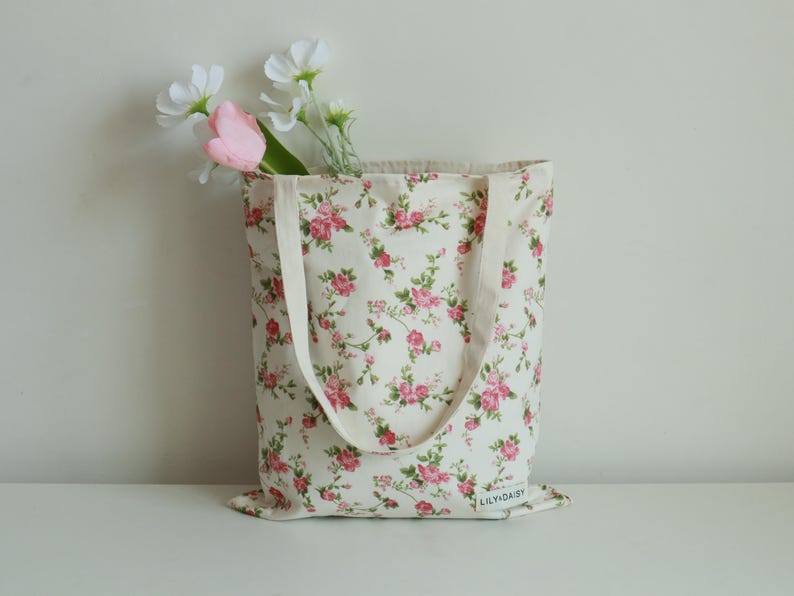 Red Rose Floral Tote Bag, Cute Flower Handbag, Travel Shoulder Bag ...