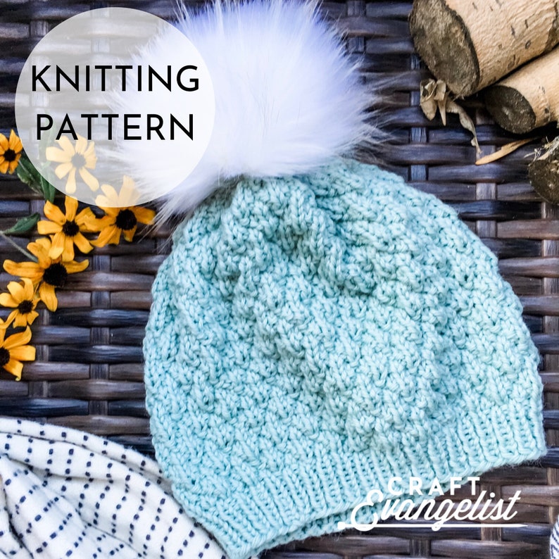 Tufted Toque KNITTING PATTERN ONLY Seersucker Beanie Winter Hat Pdf ...