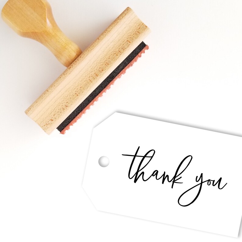 Thank You Script Stamp Optional Wood Handle Rubber Stamper - Etsy