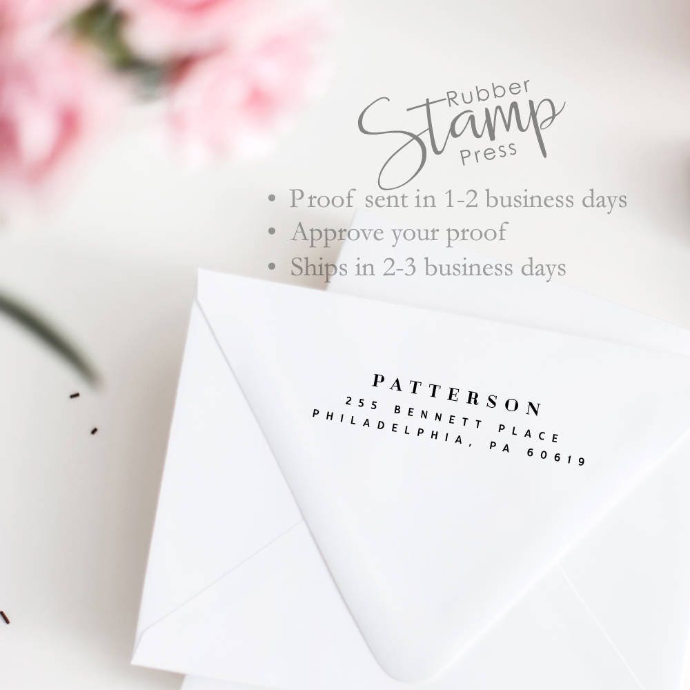 Personalized Address Stamp Modern Typography 627 | Etsy