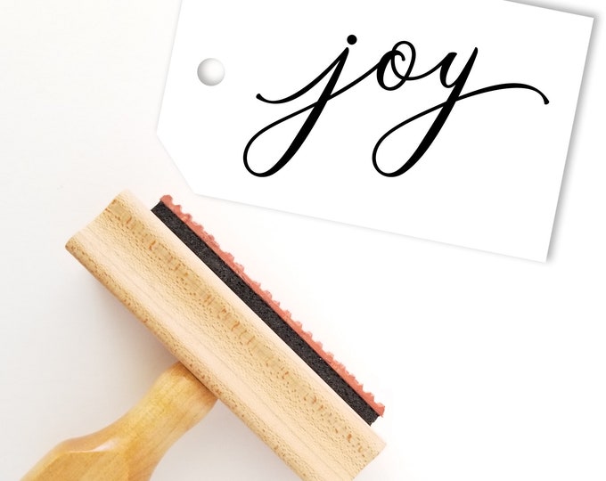 Joy Script Stamp Joy Rubber Stamp Mounted Joy Stamp - Etsy