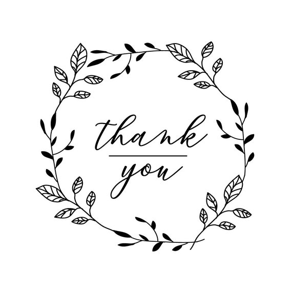 Thank You Wreath Rubber Stamp Self Inking or Wood Handle | Etsy