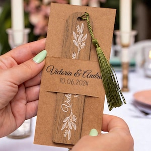 Custom Engraved Wooden Bookmarks With Tassels Personalized Wedding ...
