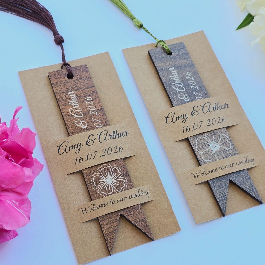 Personalized Wooden Bookmark Wedding Favors – Custom Engraved Bookmarks ...