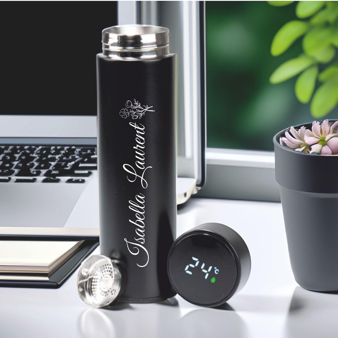 Personalized Smart Thermos Bottle With Temperature Display – Custom ...