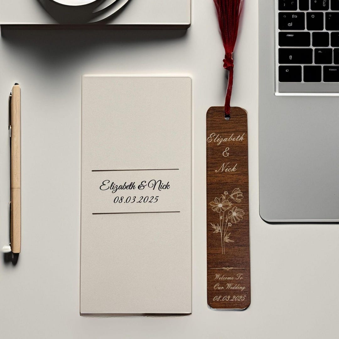 Personalized Wooden Bookmark Wedding Favors – Custom Engraved MDF With ...