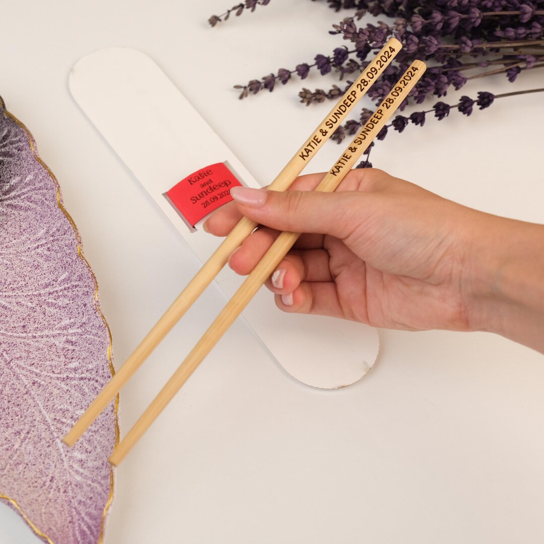 Set of 10 Personalized Wedding Chopsticks Custom Engraved Reusable ...