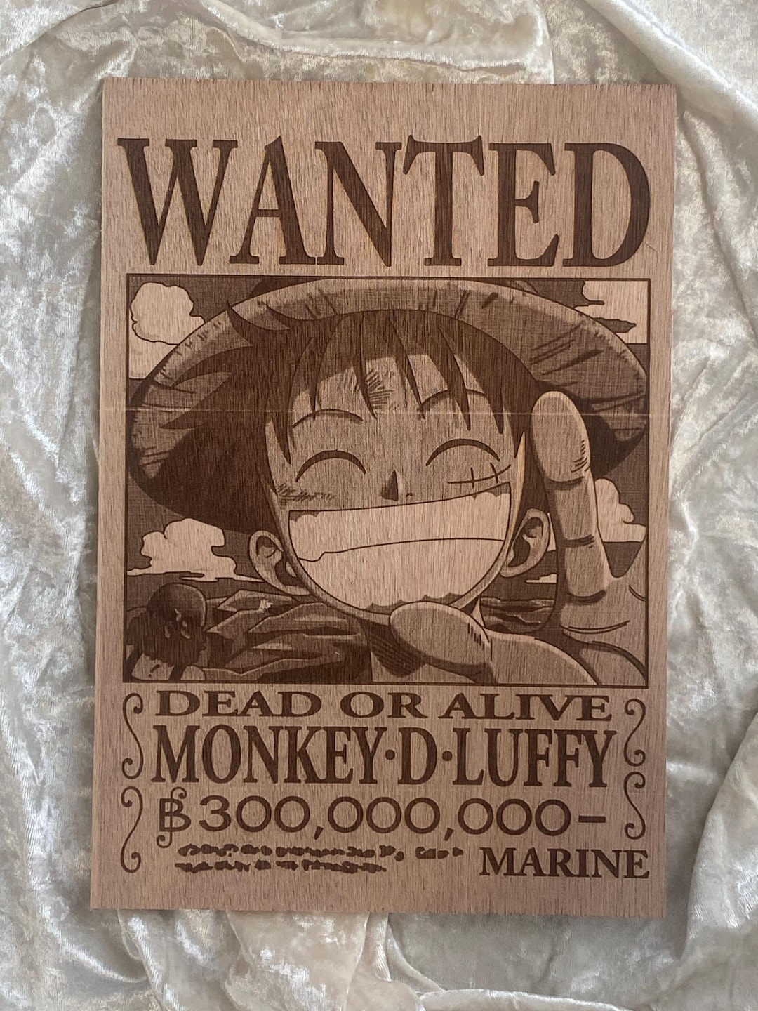 Wanted Luffy One Piece Engraved Wooden Board - Etsy