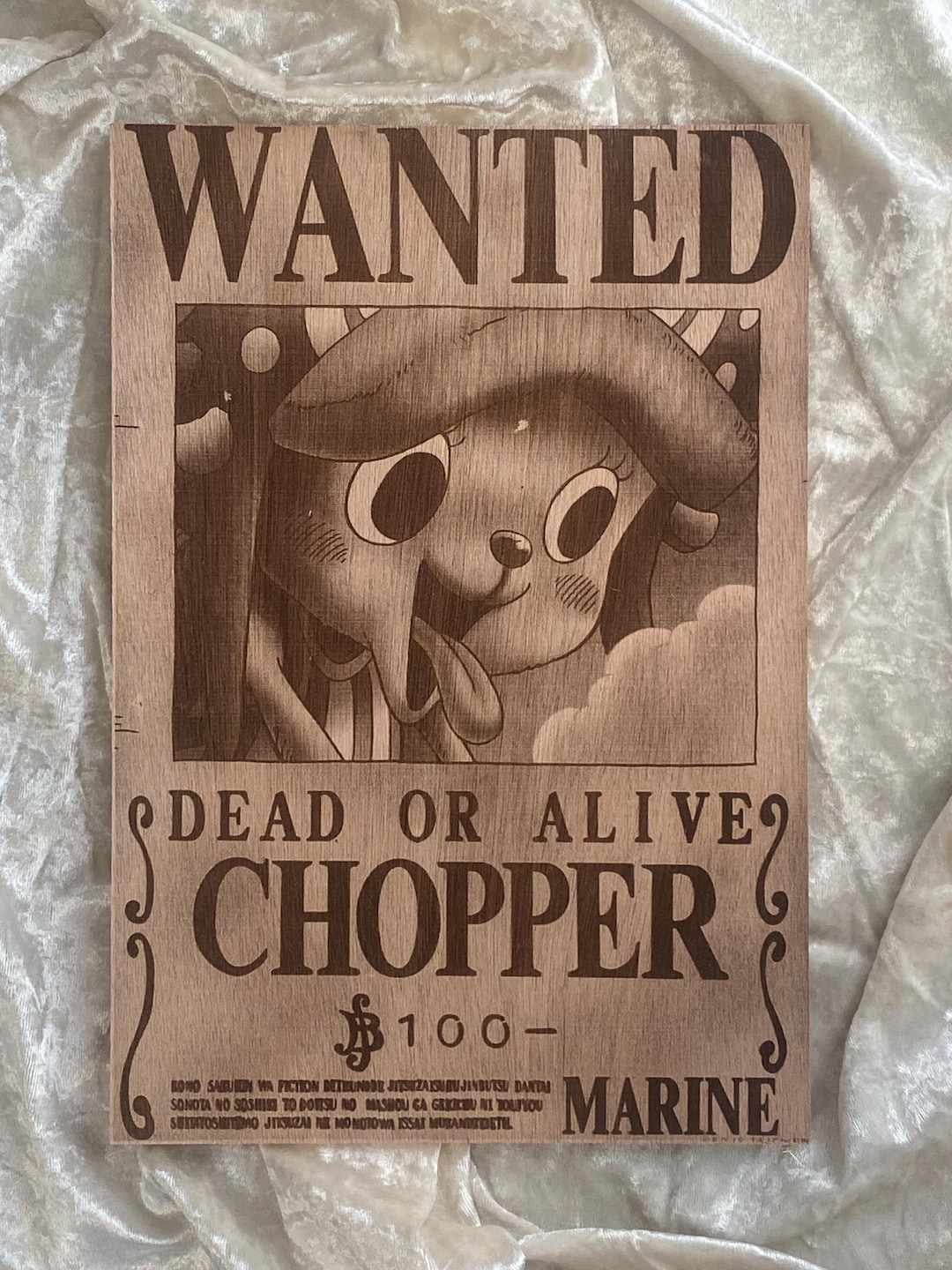Wanted Chopper One Piece Engraved Wooden Board - Etsy Australia