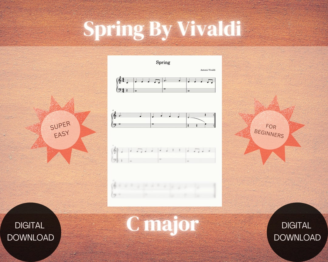 Easy Piano Arrangement of Vivaldi's Spring in C Major for Beginners and ...