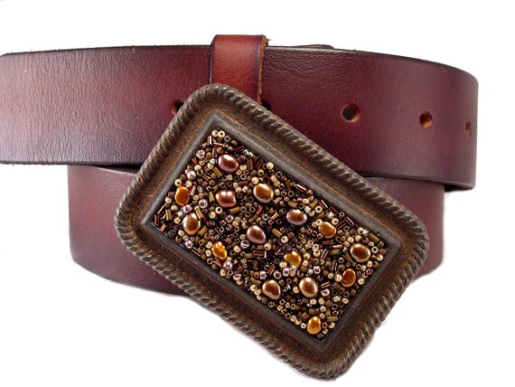 Beaded Belt Buckle Rustic Shimmer Western | Etsy