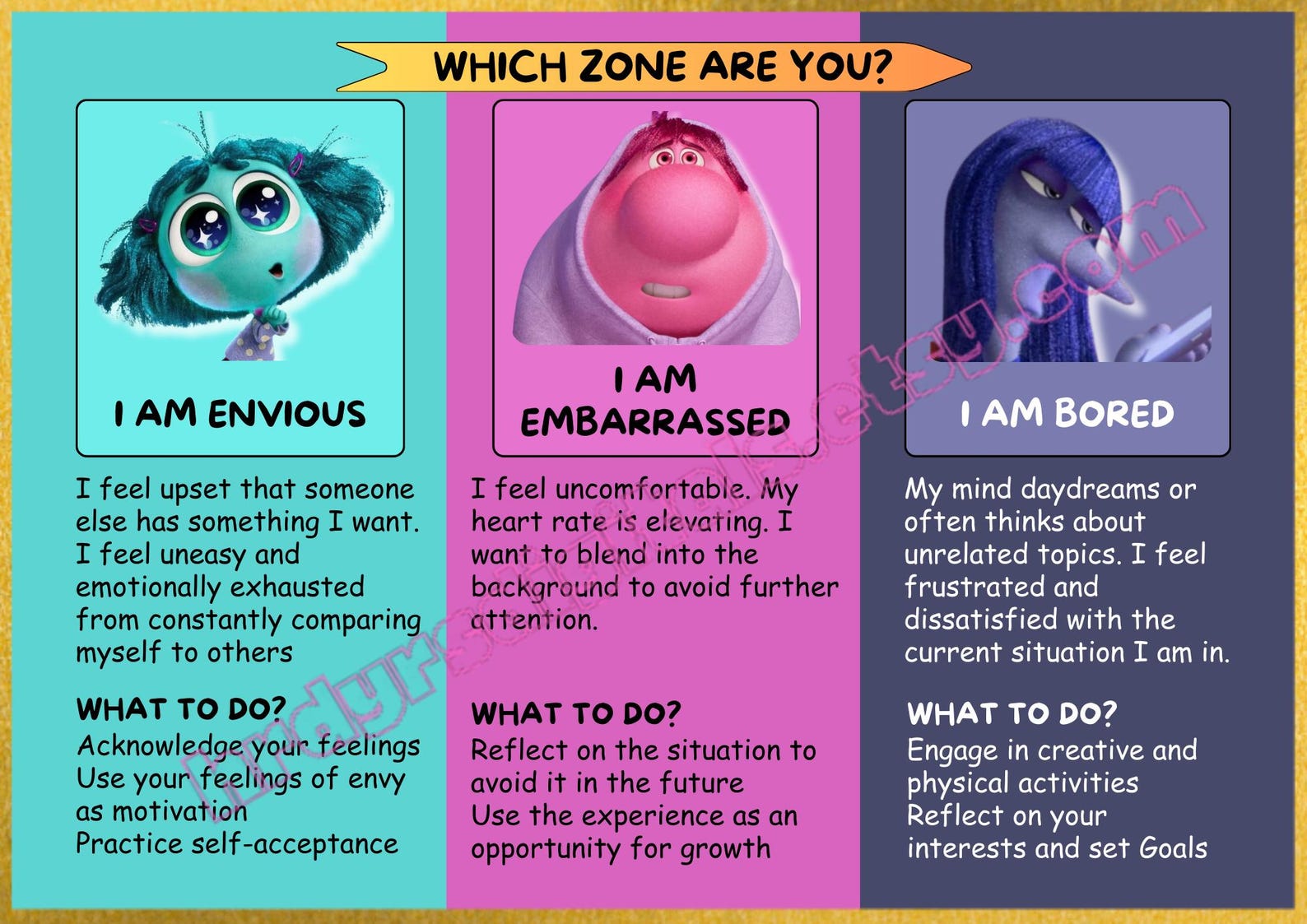 Inside Out 2 Zones of Regulation, Emotion Check in Poster Printable, How Are You Feeling 3 Pages ...