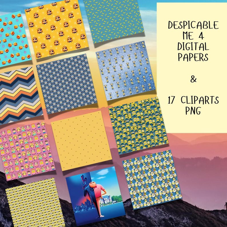 Minions Inspired Digital Printable Papers, 12 Pages, Seamless, 12x12 ...
