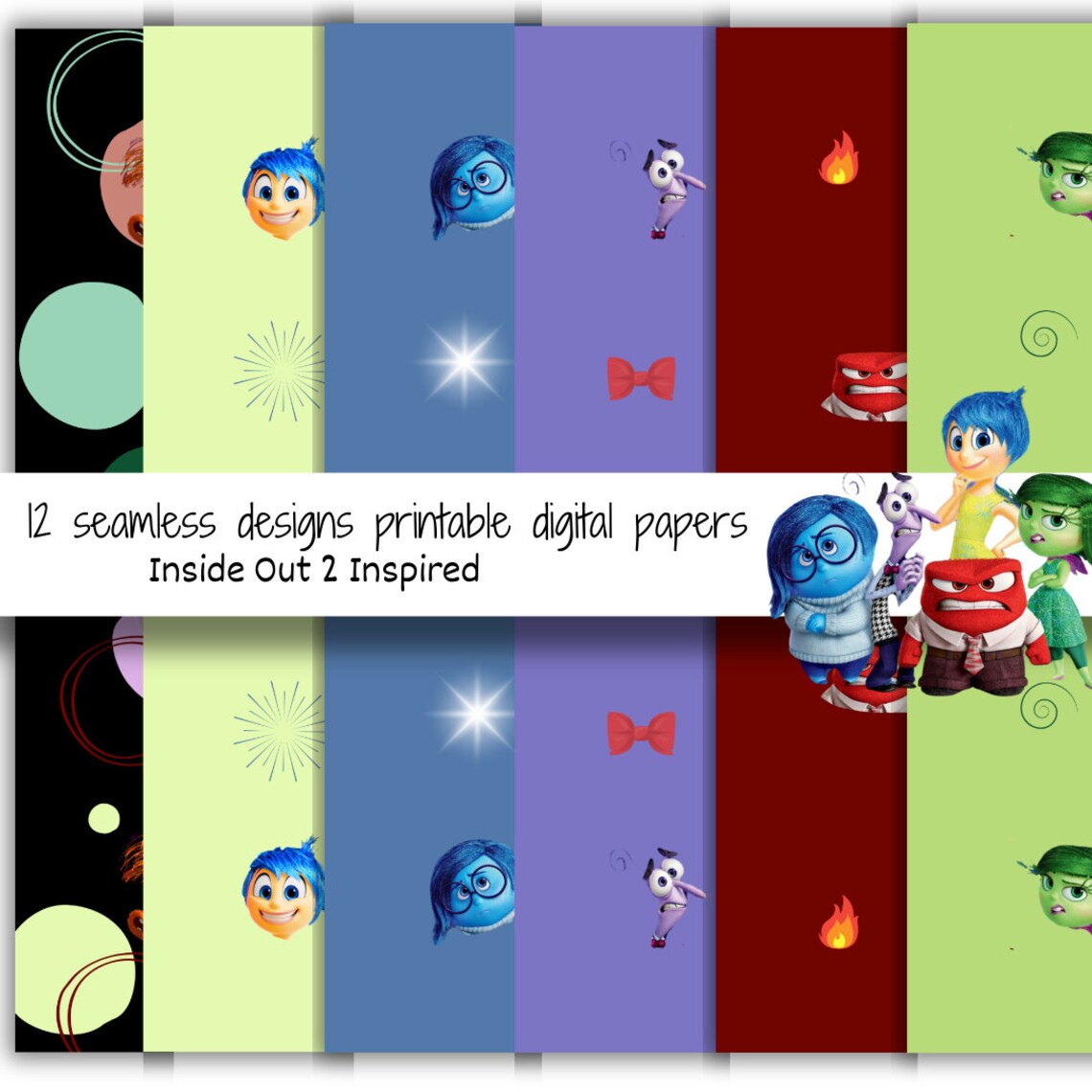 Inside Out 2 Inspired Digital Printable Papers, 12 Pages, Seamless ...
