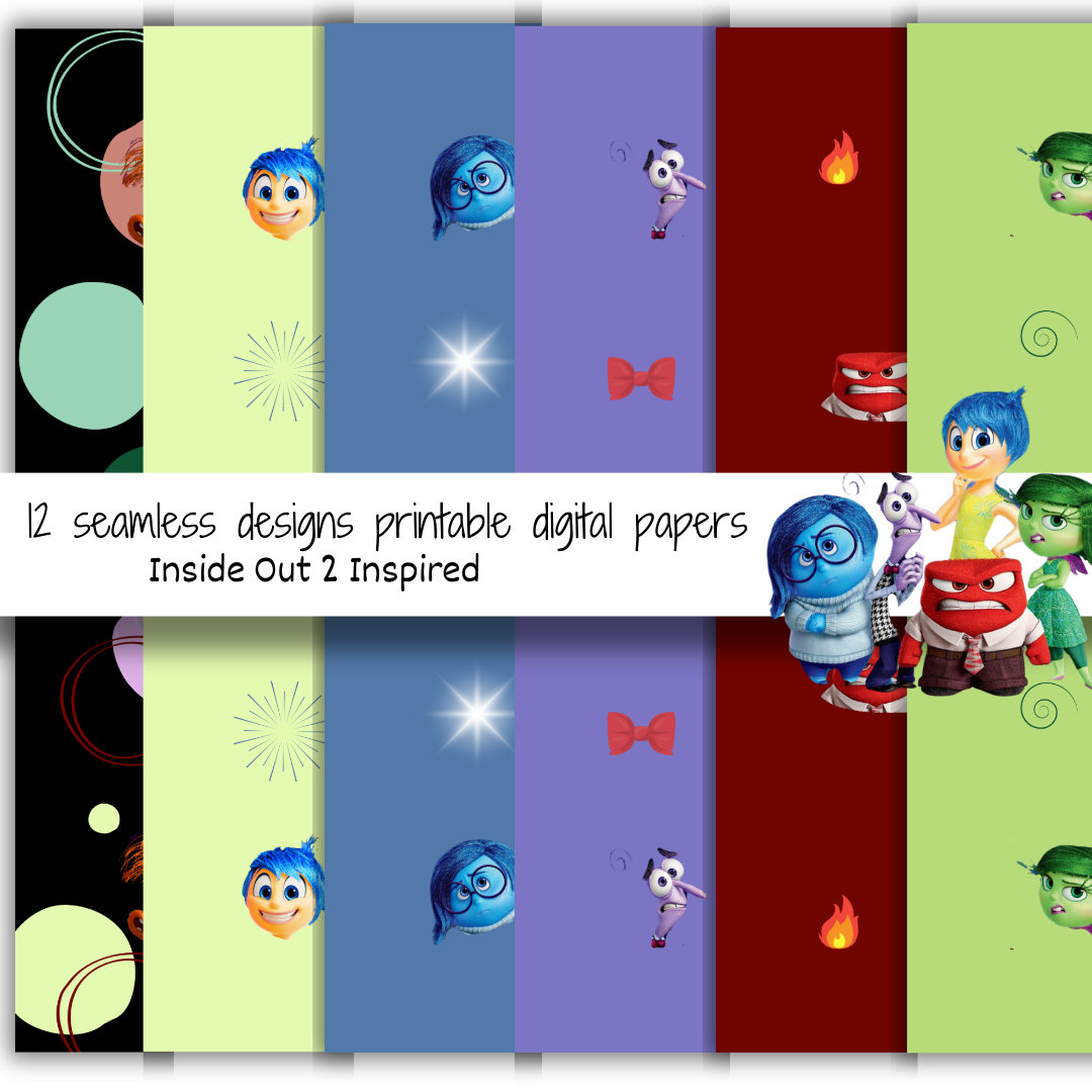 Inside Out 2 Inspired Digital Printable Papers, 12 Pages, Seamless ...