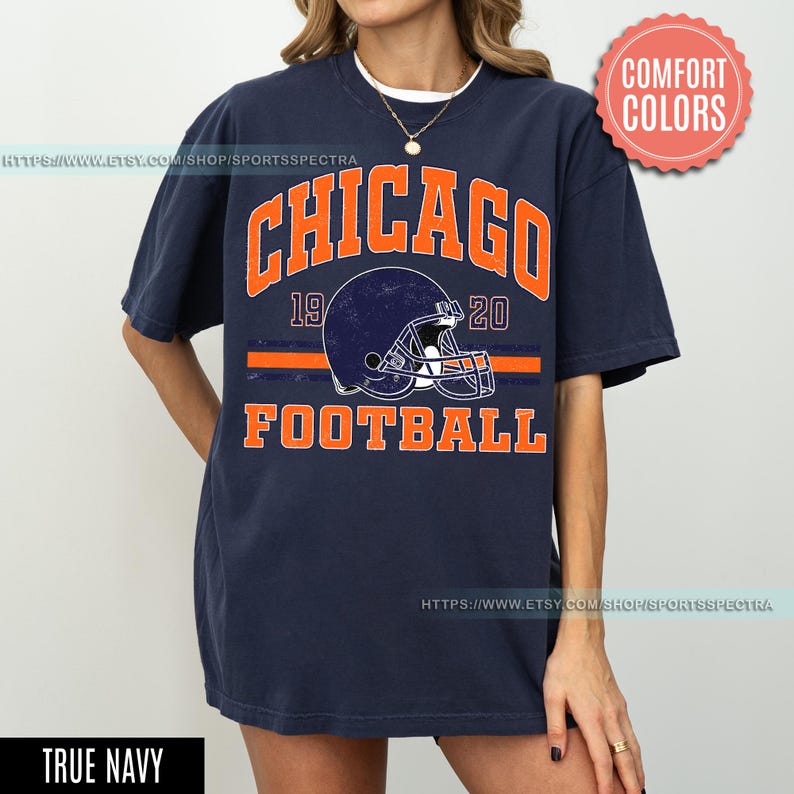 Chicago Football Vintage Style Comfort Colors T-shirt ,retro Chicago ...