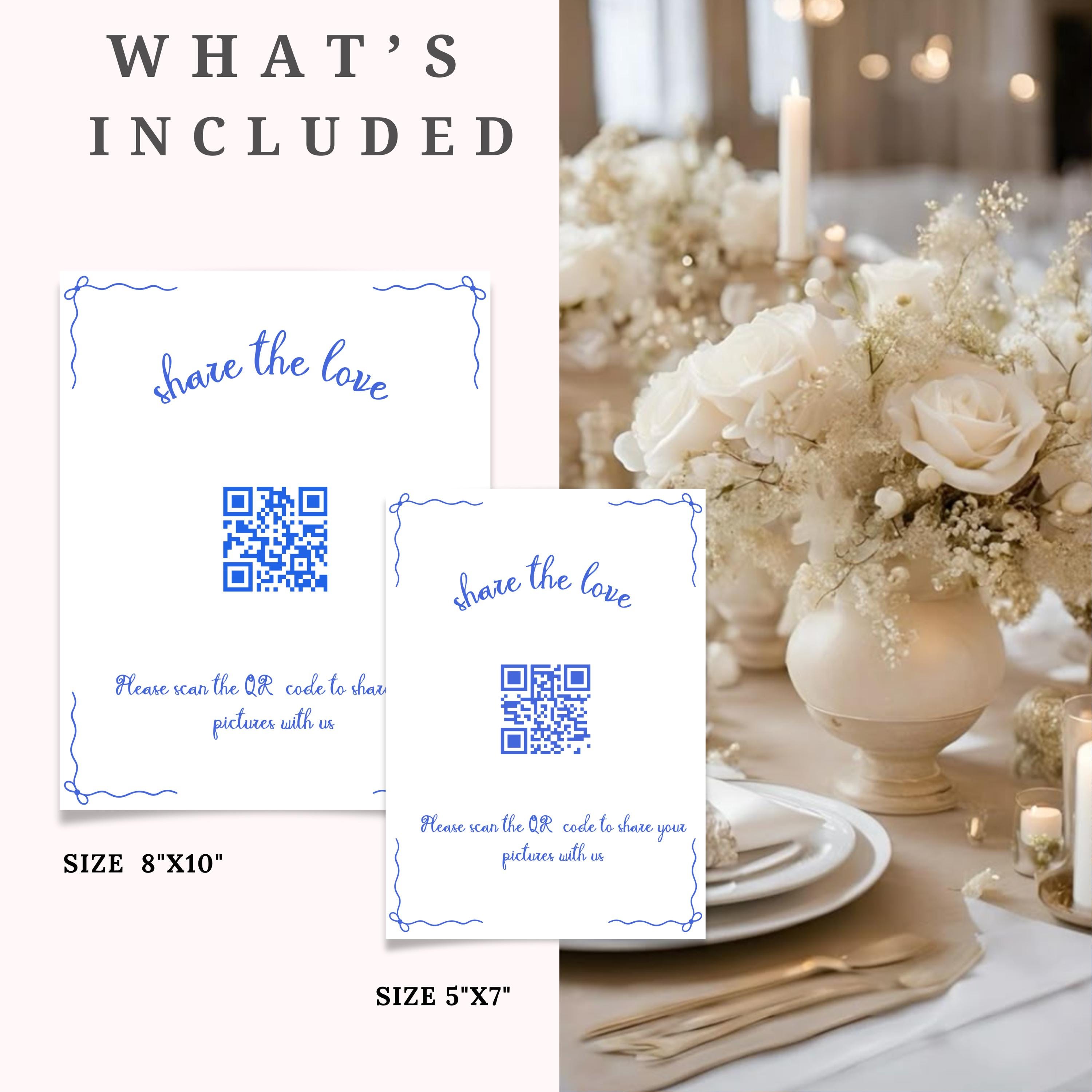 Wedding QR Code Photo Sharing Sign: Handwritten Style (canva Editable ...