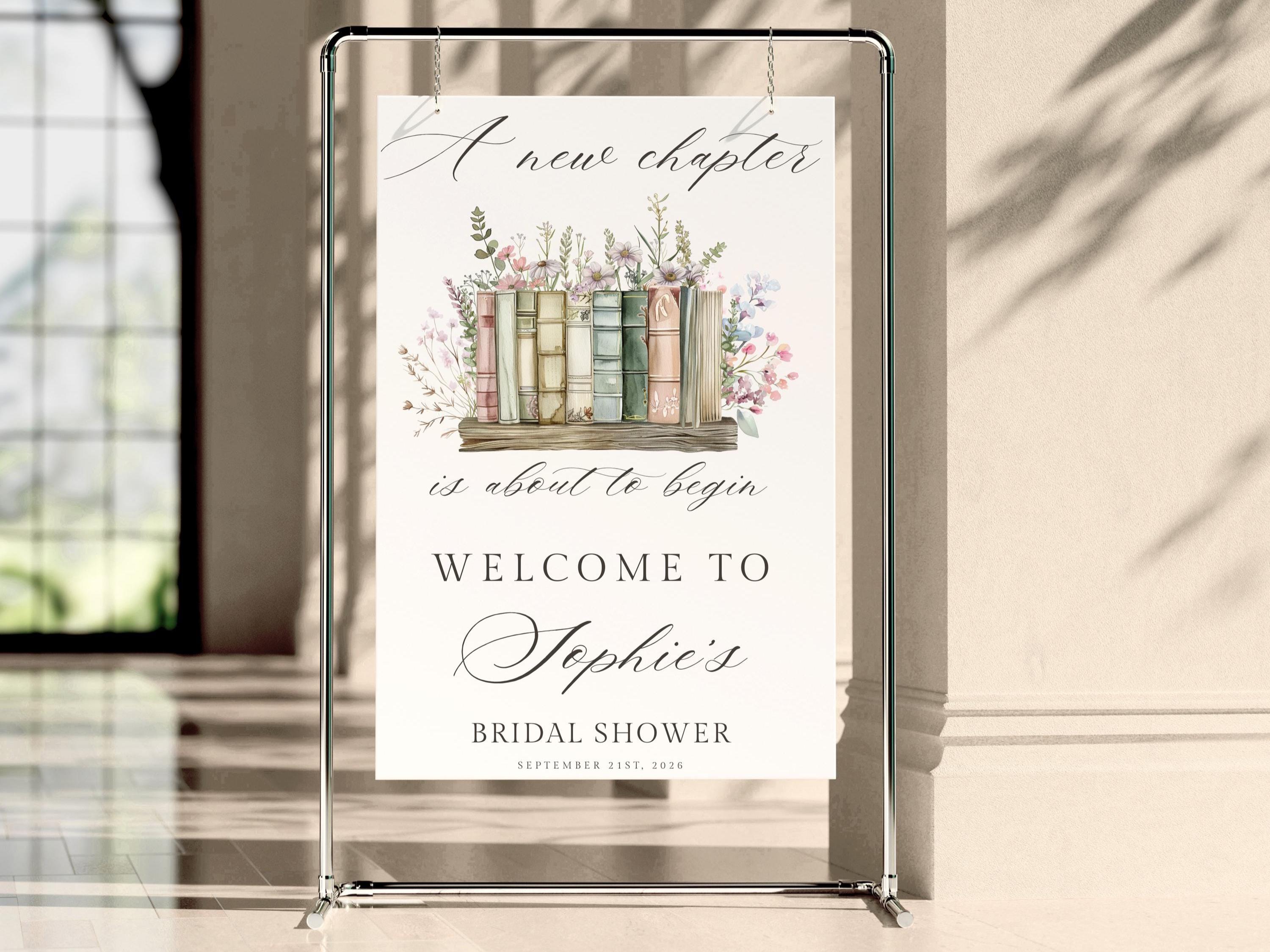 New Chapter Bridal Shower Welcome Sign Template, Storybook Theme ...