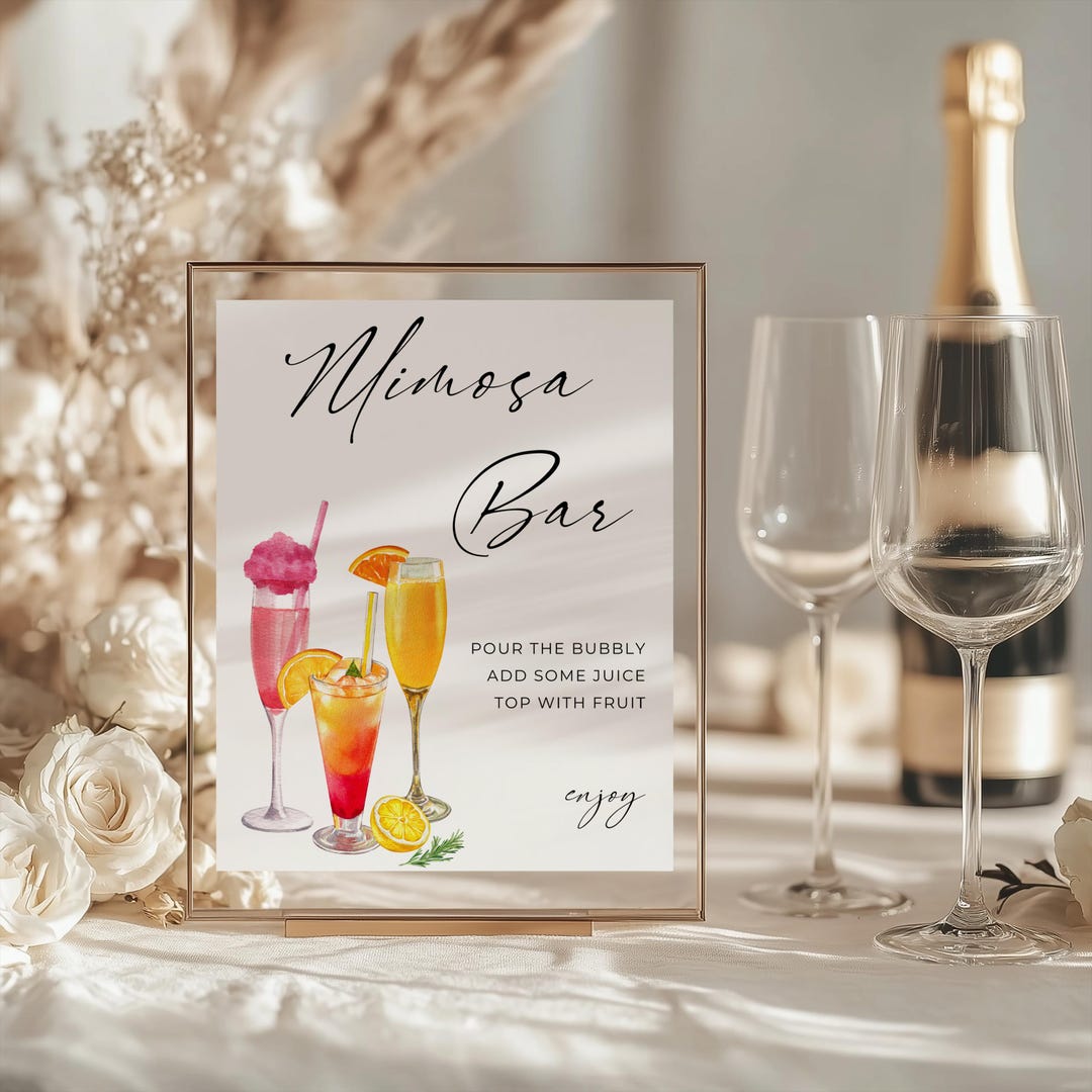 Mimosa Bar Sign & Juice Labels: Wedding, Shower, Brunch (digital ...