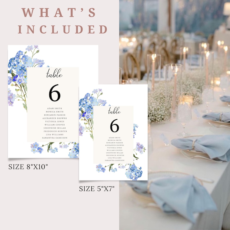 Blue Hydrangea Table Number Template: Boho Wedding (digital Download ...