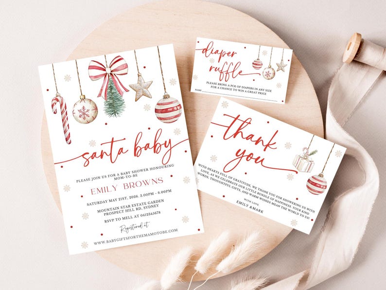 Santa Baby Shower Invitation, Christmas Baby Shower Invite, Gender ...