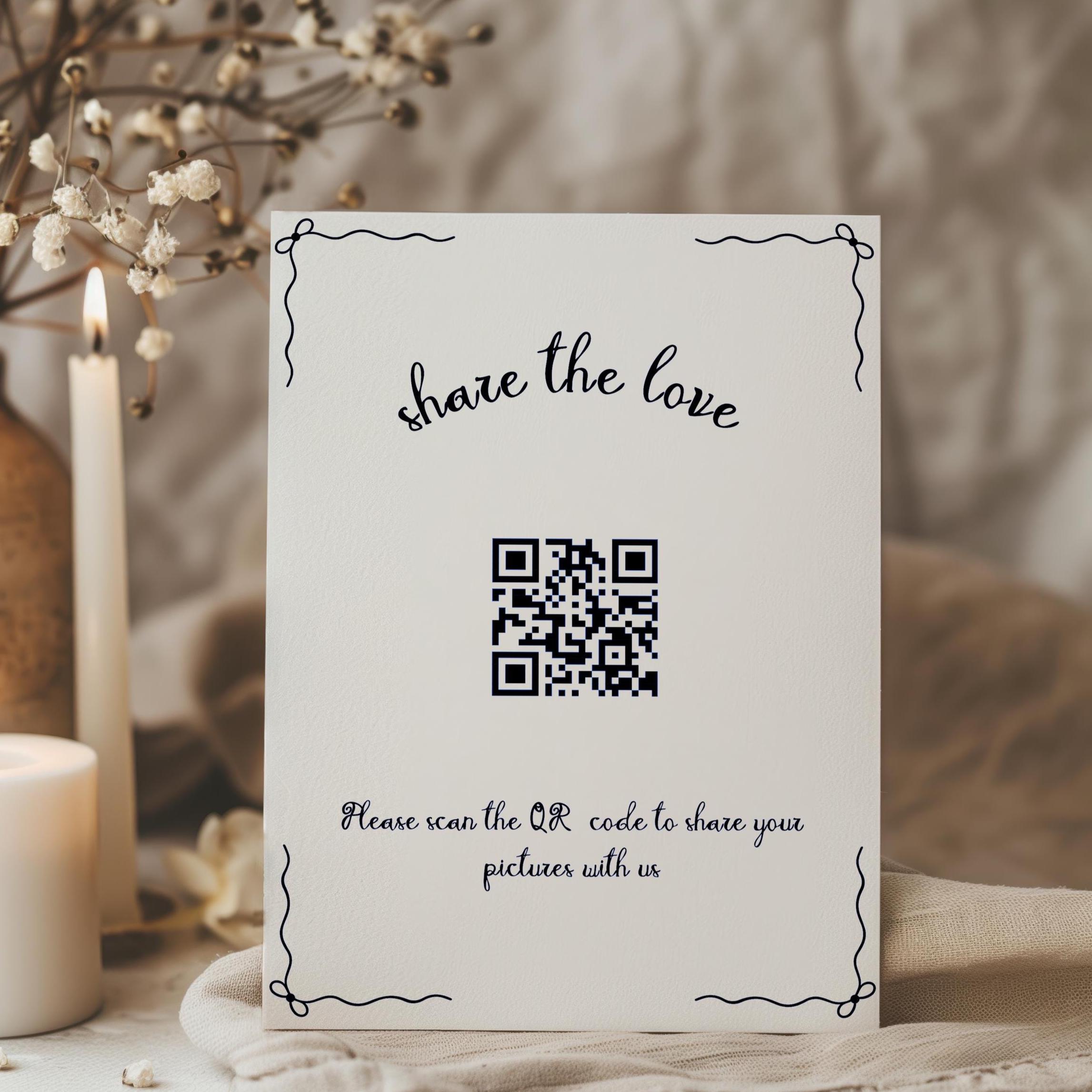 Wedding QR Code Photo Sharing Sign: Handwritten Style (canva Editable ...