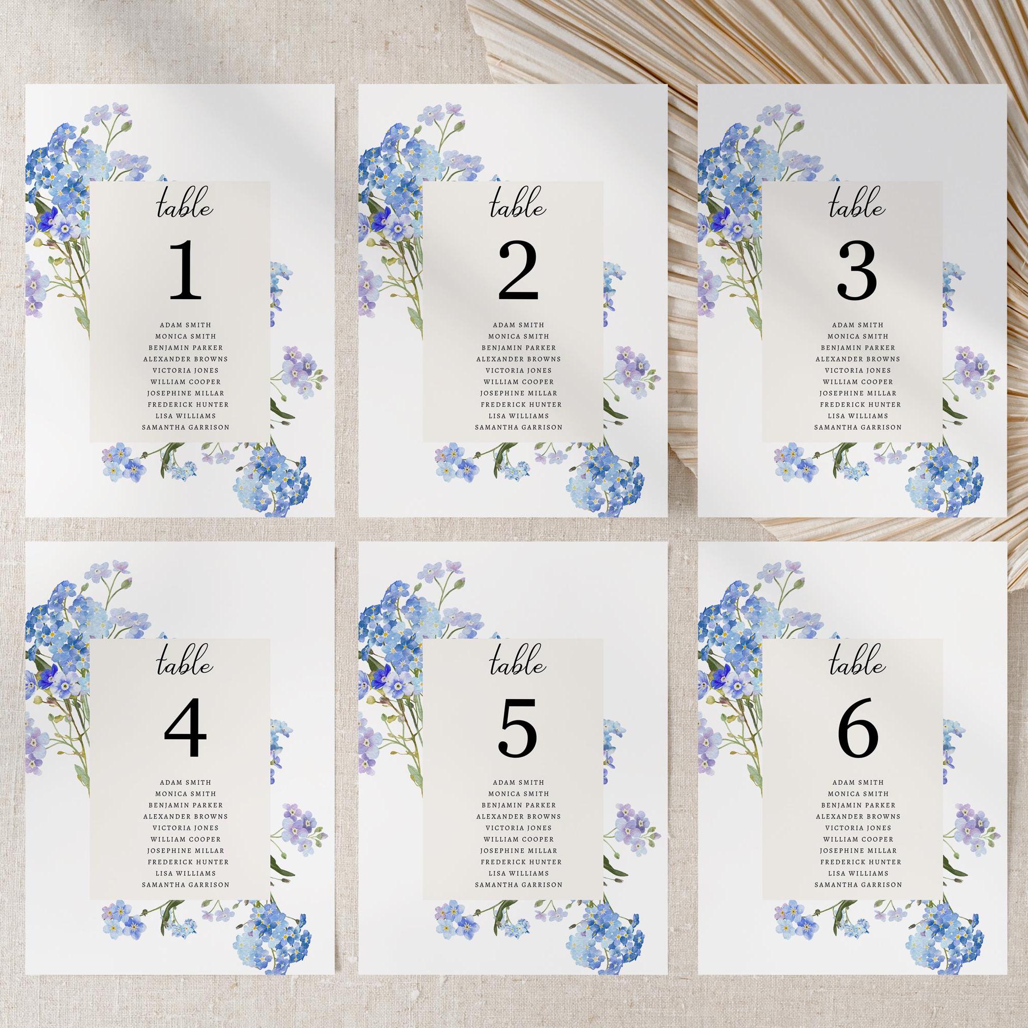 Blue Hydrangea Table Number Template: Boho Wedding (digital Download ...