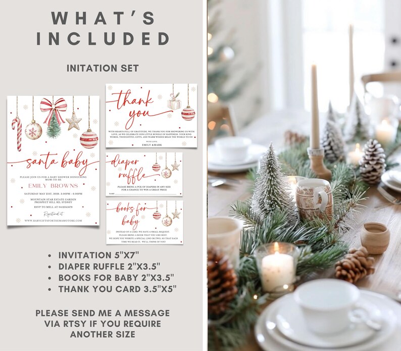 Santa Baby Shower Invitation, Christmas Baby Shower Invite, Gender ...