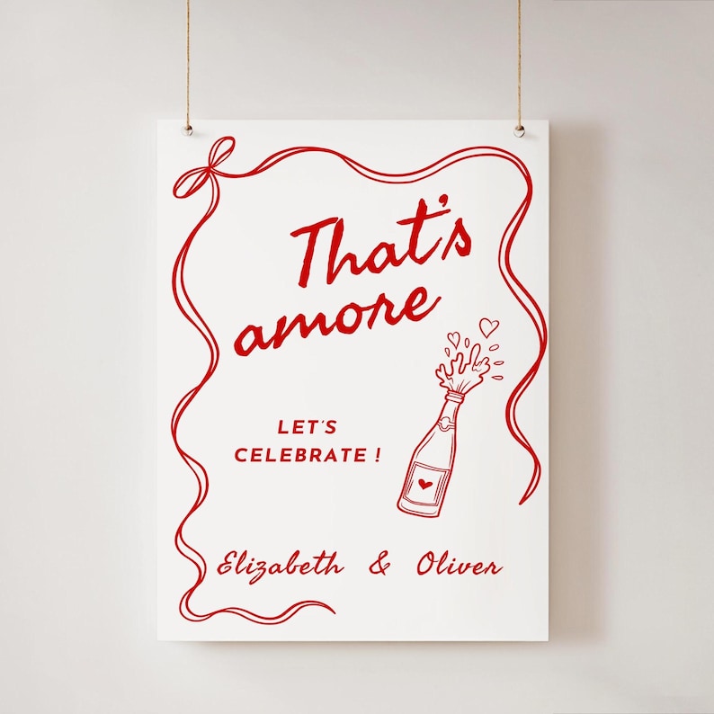 Engagement Party Welcome Sign, That's Amore Whimsical Engagement Party ...
