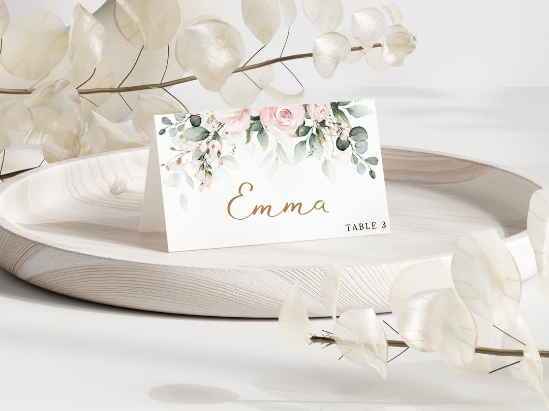 Blush Pink Place Card Template, Dusty Rose Name Card, Pink Place Cards ...