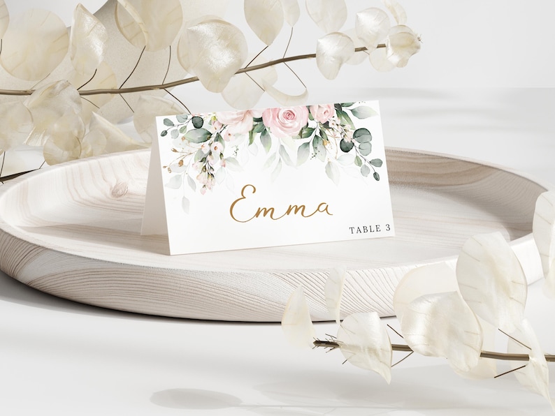 Blush Pink Place Card Template, Dusty Rose Name Card, Pink Place Cards ...