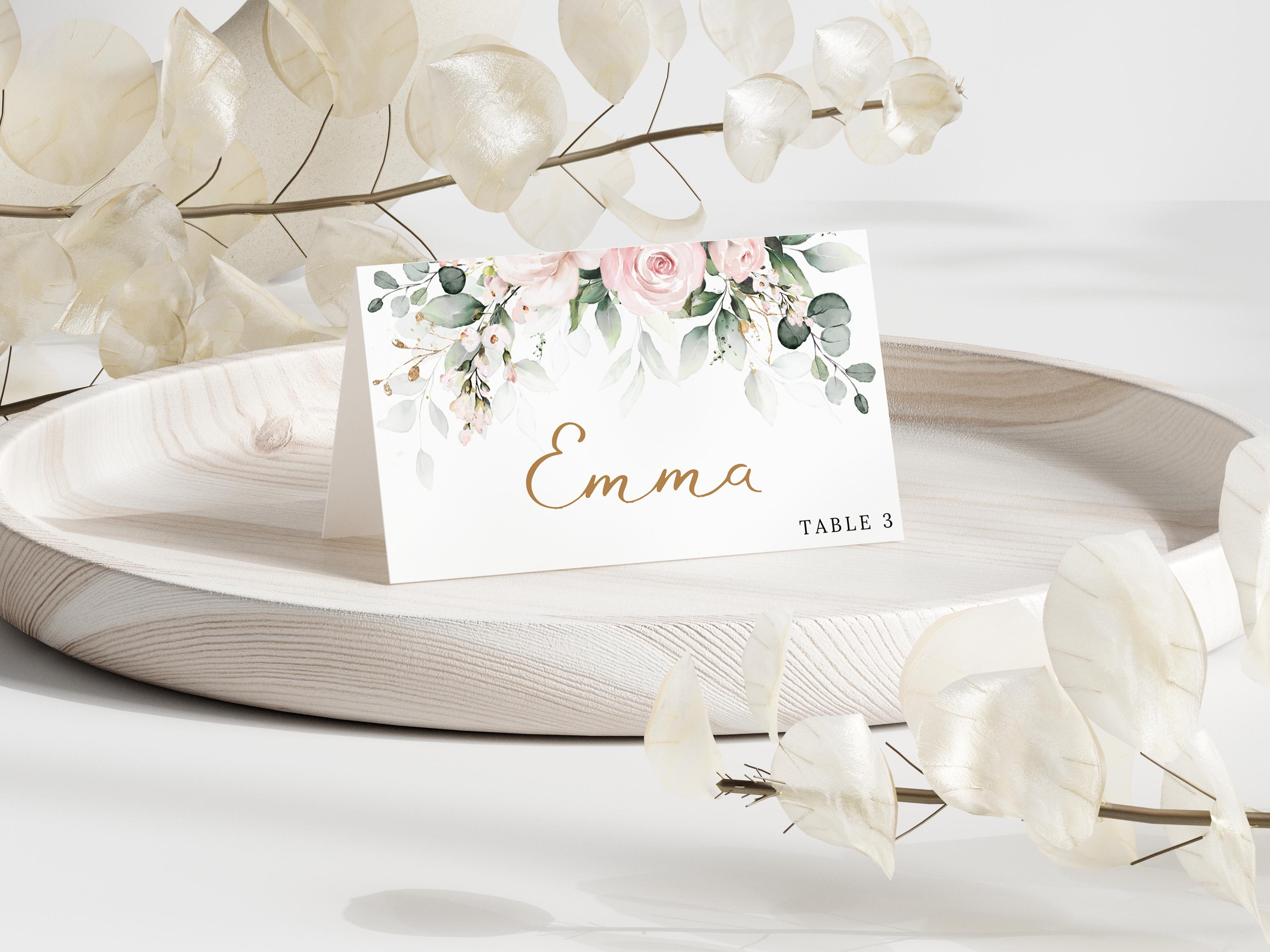 Blush Pink Place Card Template, Dusty Rose Name Card, Pink Place Cards ...