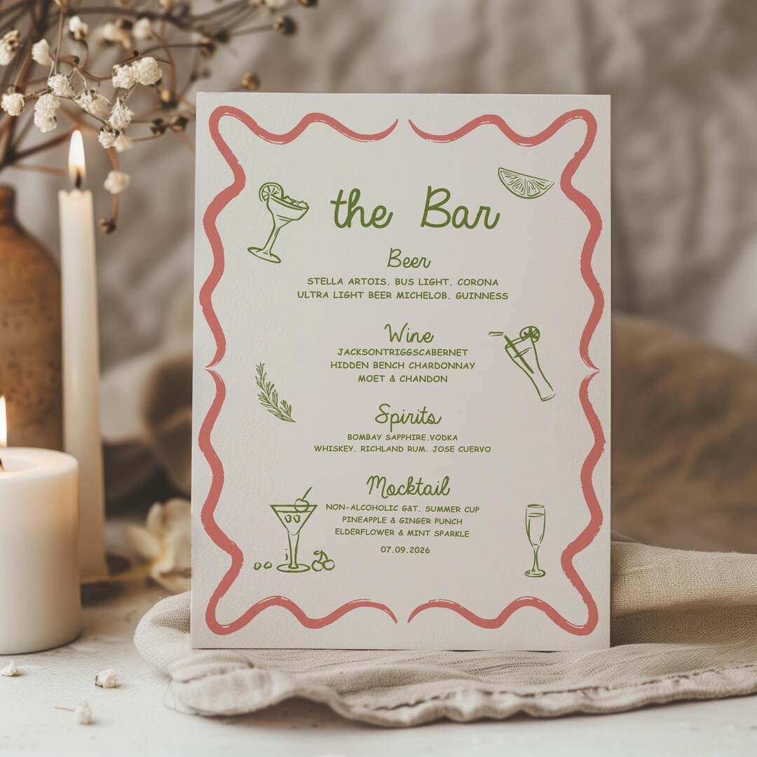 Colourful Floral Drinks Menu Template, Bar Sign, Drink Manu, Baby ...