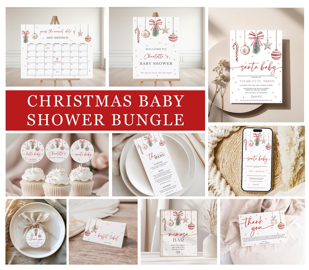 Santa Baby Shower Invitation Bundle: Christmas Holiday Theme (canva ...
