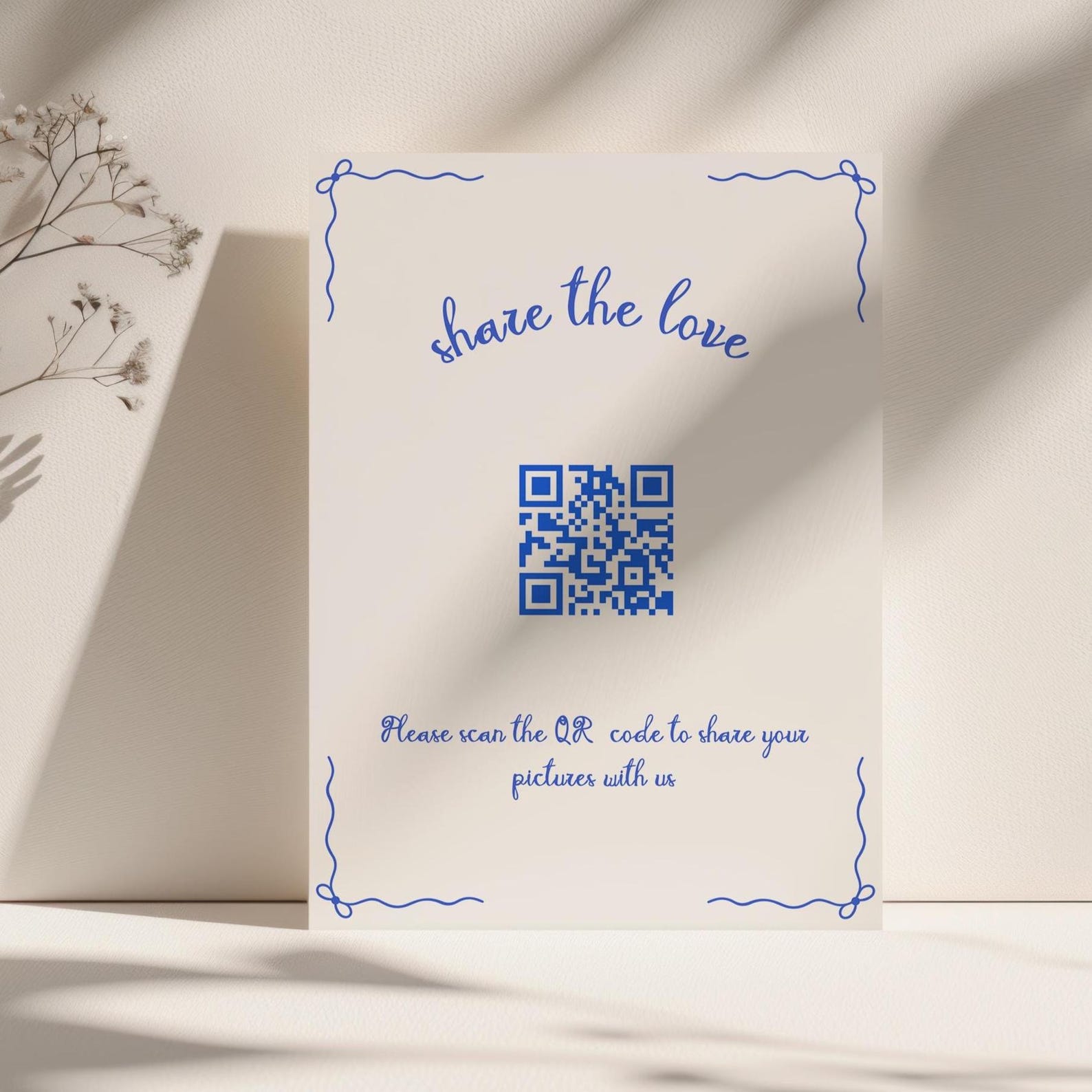 Wedding QR Code Photo Sharing Sign: Handwritten Style (canva Editable ...