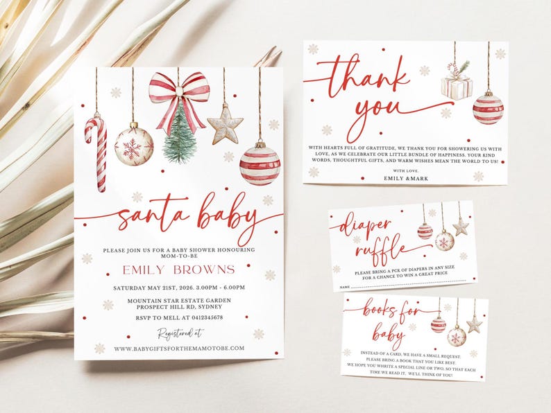 Santa Baby Shower Invitation, Christmas Baby Shower Invite, Gender ...