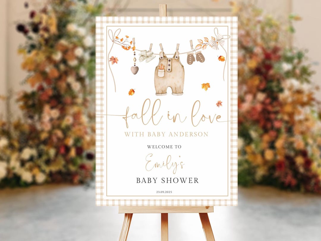 Rustic Fall Baby Shower Welcome Sign: Clothesline Design (canva ...
