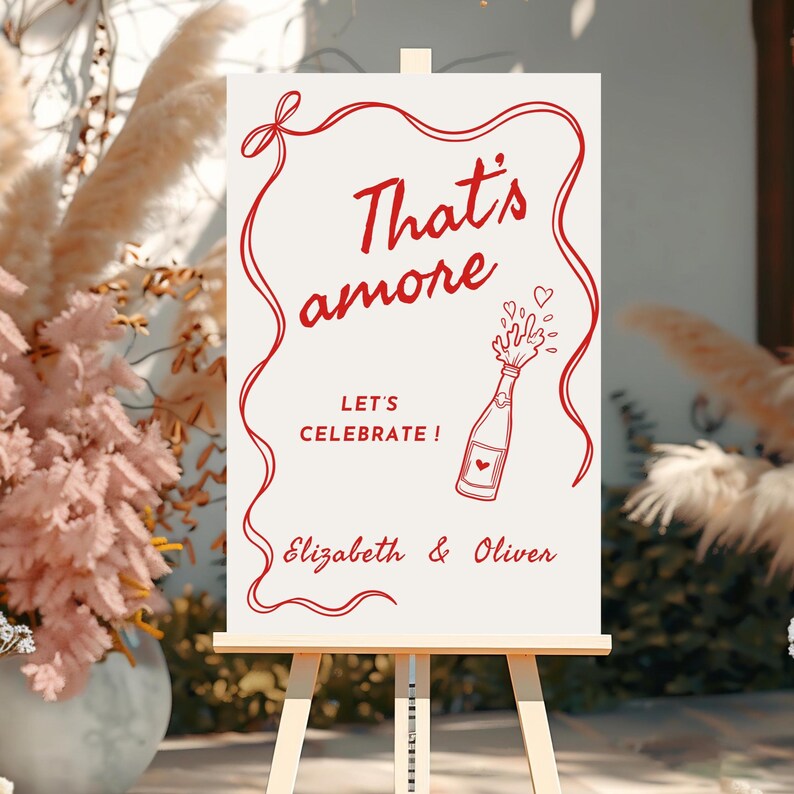 Engagement Party Welcome Sign, That's Amore Whimsical Engagement Party ...