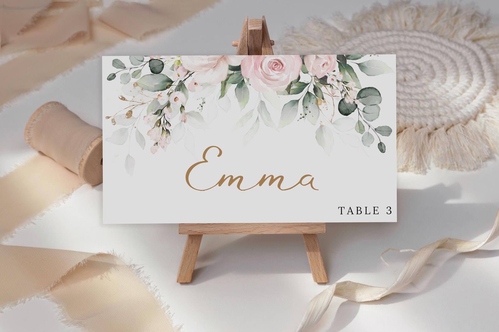 Blush Pink Place Card Template, Dusty Rose Name Card, Pink Place Cards ...